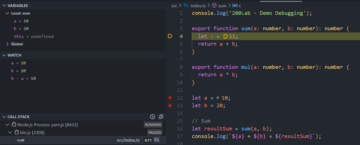 Cách debugger trên VSCode cho Typescript | 200Lab Blog