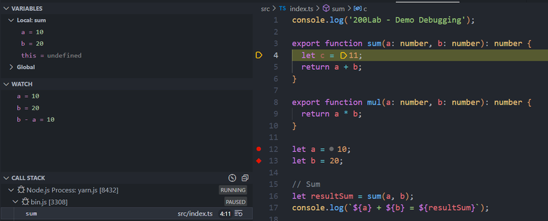 Cách debugger trên VSCode cho Typescript | 200Lab Blog