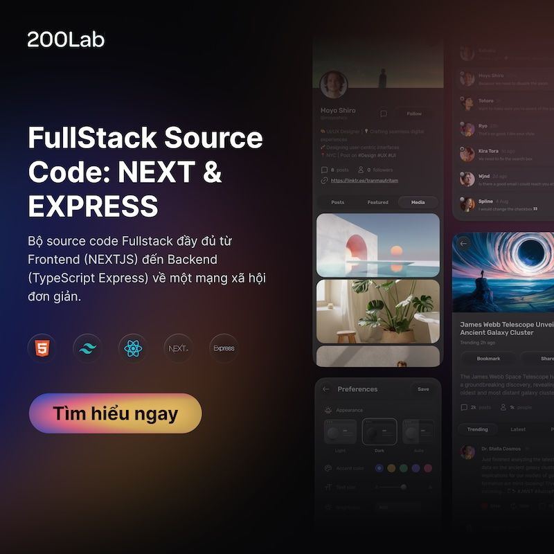 Full bộ source code Bento Social Network (NEXT & Express) | 200Lab Blog